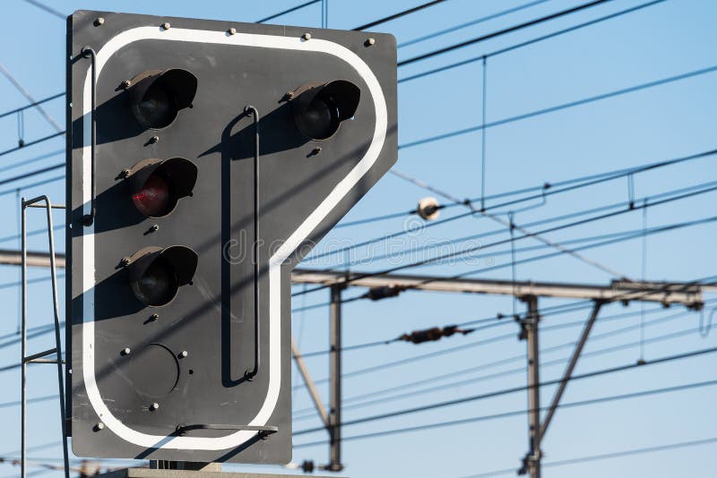 A Railway Signal Near a Train Station Stock Image - Image of sign ...
