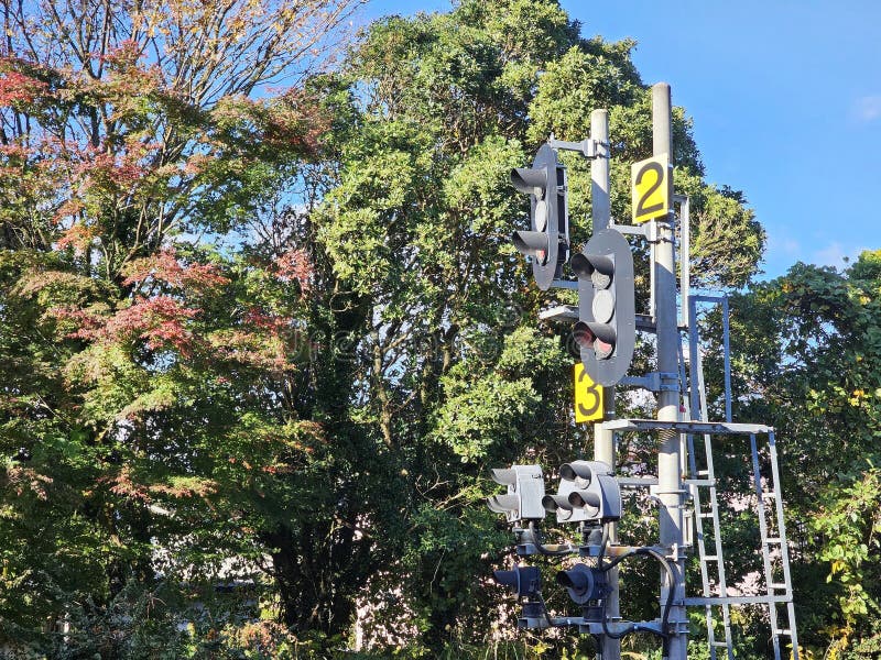 Railway Signal Pole in Japan. Stock Image - Image of city, signal ...