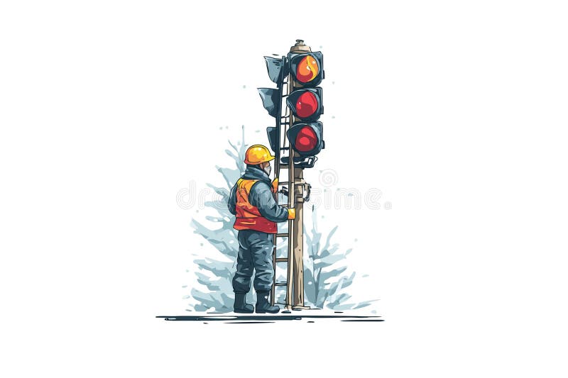Railway Signal Technician at Work Technician Isolated Stock Vector ...