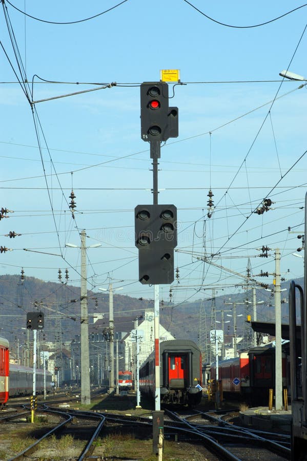 Railway Signaling in Railway Traffic Stock Image - Image of station ...