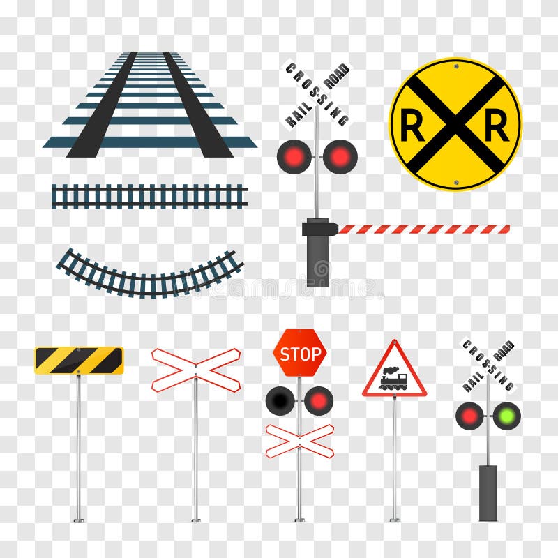 Railway Signs Set Isolated on Transparent Background. Vector Eps10 ... Railway Signs Set Isolated on Transparent Background. Vector Eps10 ...