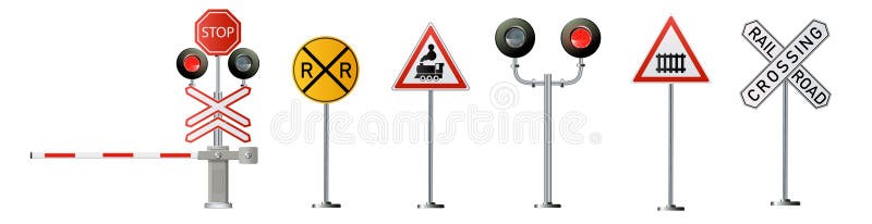 Railway Signs Set Isolated on White Background. Vector Railway ...