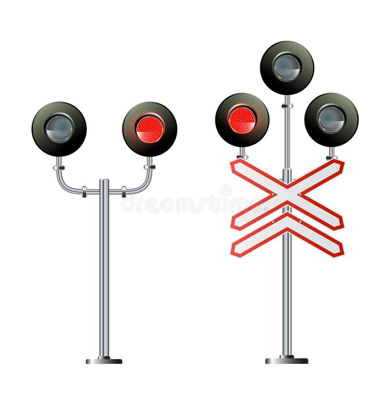 Railway Signs Set Isolated On A White Background Vector Railroad Traffic Light Stock Vector