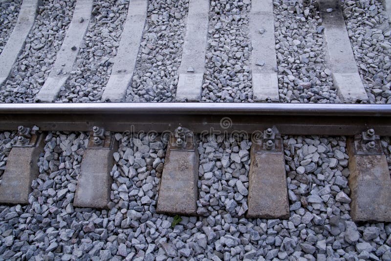 Railway Sleepers and Rails on a Stone Background, Close-up. Rail ...