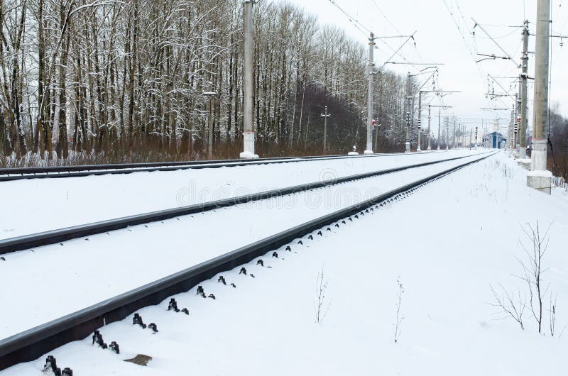 Railway in Snow. Railroad Tracks in Winter.the Image of a Winter View ...