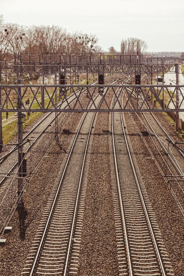 Railway Station from Above. Reconstructed Modern Railway Infrastructure ...