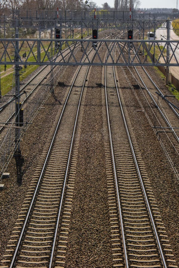 Railway Station from Above. Reconstructed Modern Railway Infrastructure ...