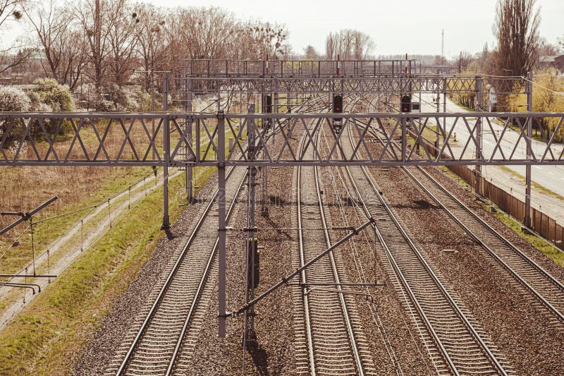 Railway Station from Above. Reconstructed Modern Railway Infrastructure ...