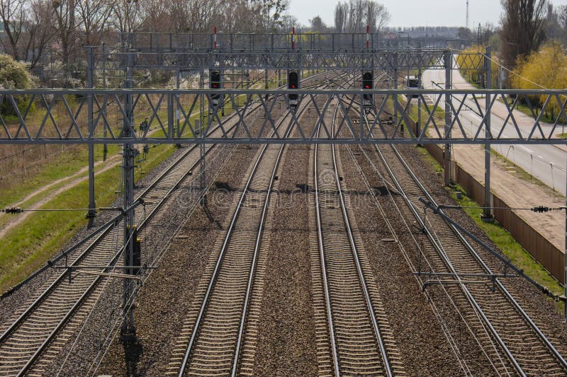 Railway Station from Above. Reconstructed Modern Railway Infrastructure ...