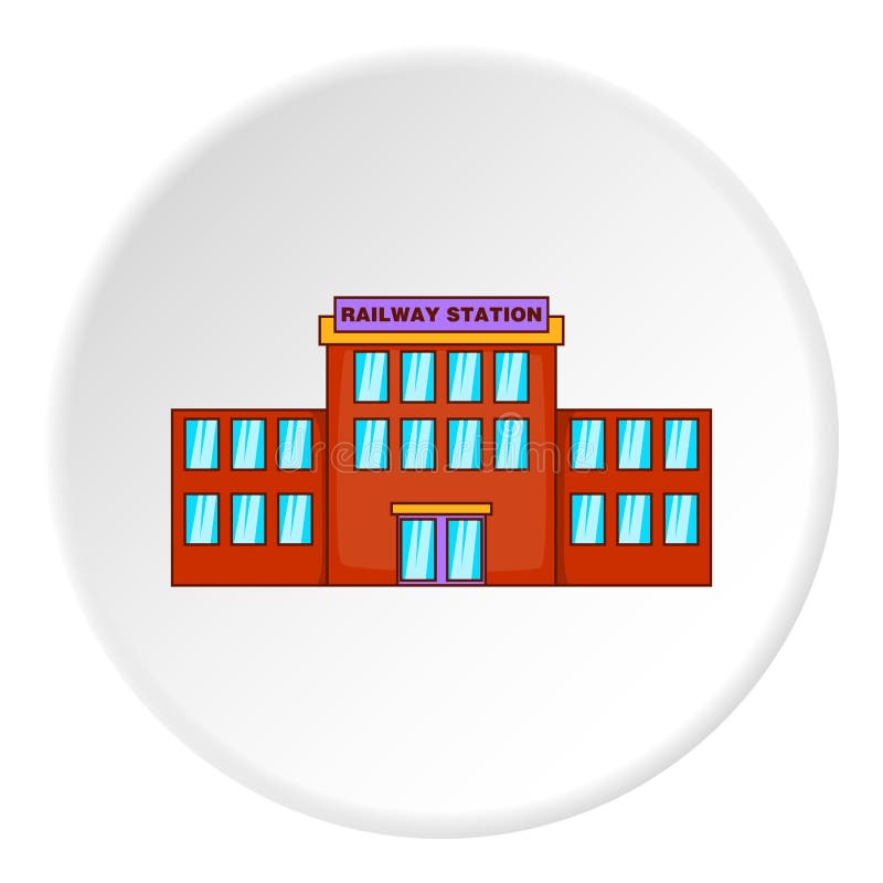 Railway Station Building Icon, Cartoon Style Stock Vector ...