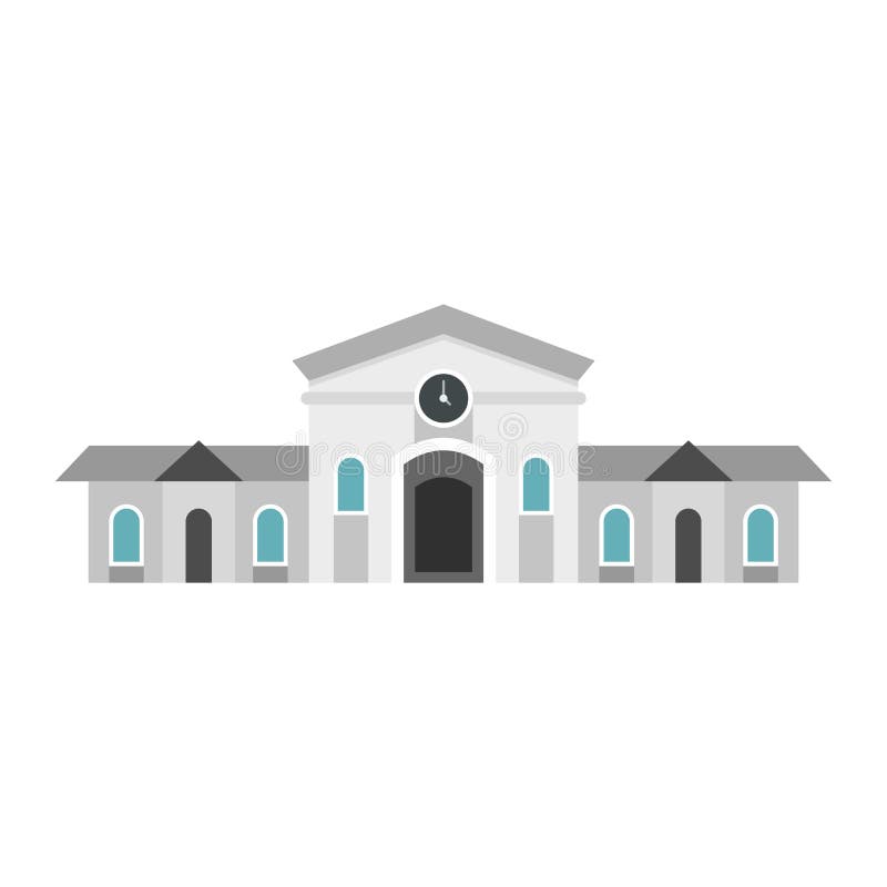 Railway Station Building Icon, Flat Style Stock Vector - Illustration ...