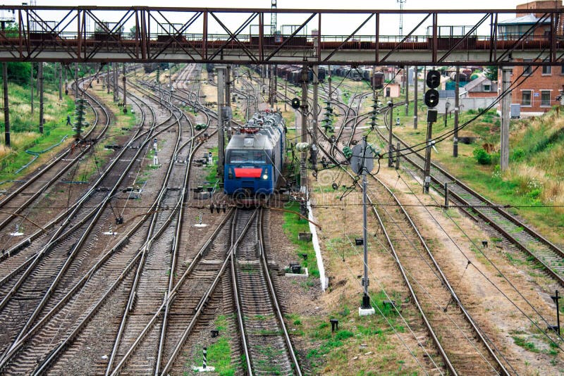 Railway Station with Cargo Trains on it Editorial Stock Photo - Image ...