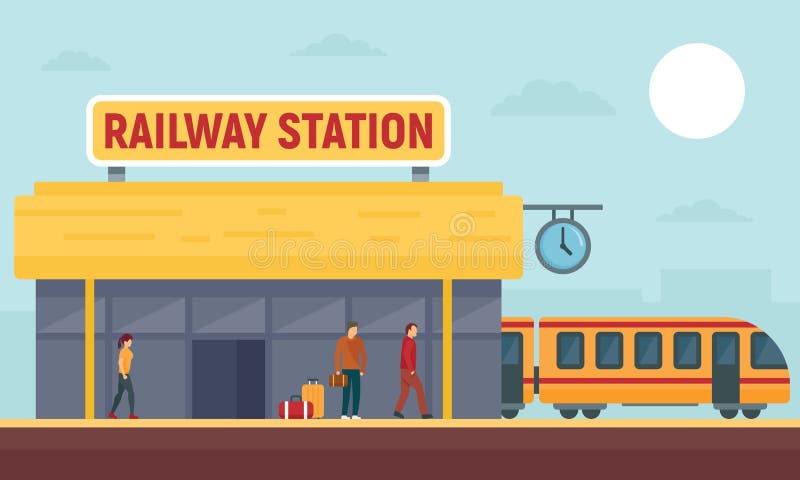 Subway Station Banner Concept Set, Flat Style Stock Vector ...