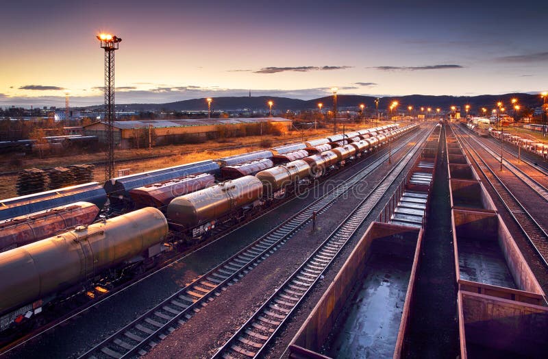 Railway Station Freight Trains, Cargo Transport Stock Photo - Image of ...