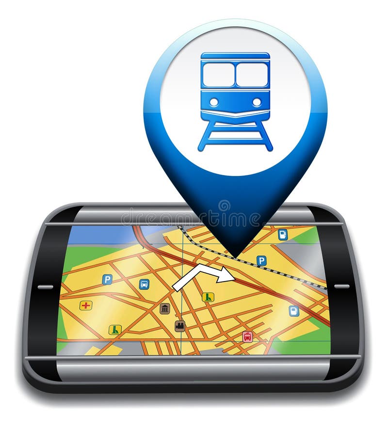 Railway Station Gps Represents Navigate Direction and Journey Stock ...