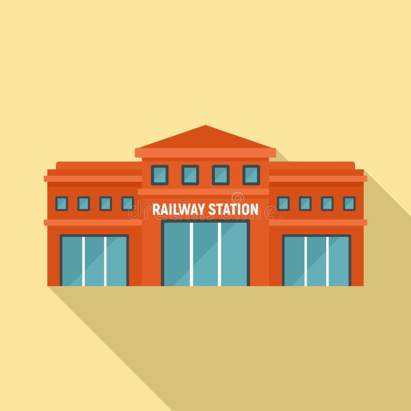 Railway Station Icon, Flat Style Stock Vector - Illustration of people ...