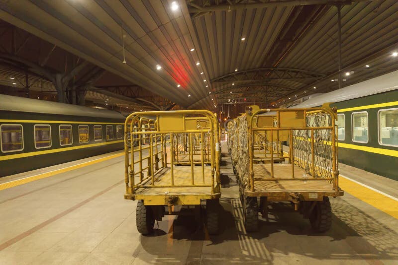 Four - Wheel Trailer on the Railway Platform. Stock Photo - Image of ...
