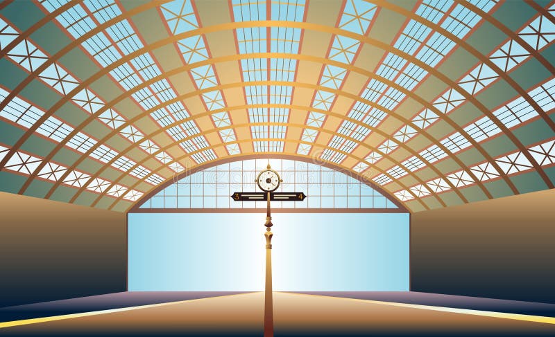 Railway Station Platform. Empty Station Interior. Passenger Carriages ...