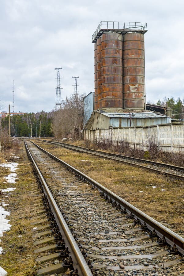 Railway Station in Russia and Freight and Passenger Trains Stock Image ...