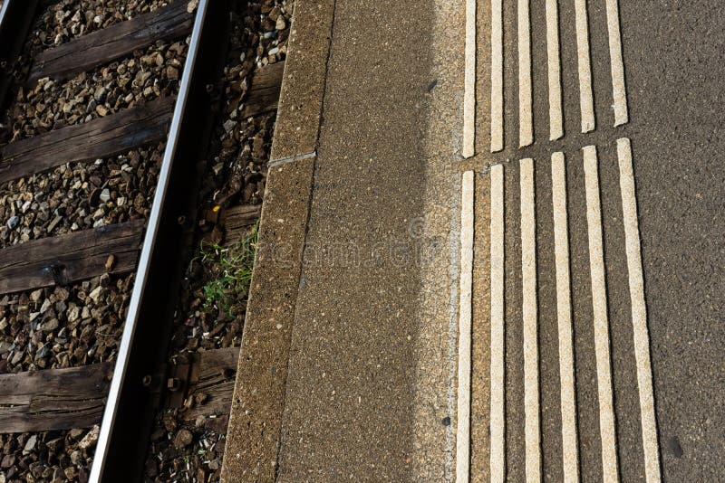 Railway Station Train Track White Blind People Marking Stock Image ...