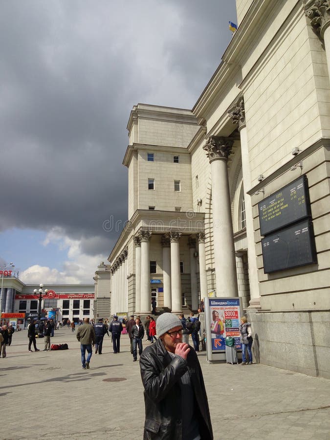 Railway station in Ukraine editorial stock image. Image of street ...