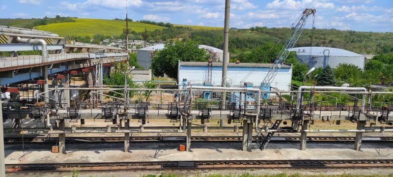 Railway Station for Unloading and Loading Petroleum Products Stock ...