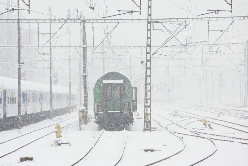 Railway station in winter stock image. Image of snowfall - 34132825