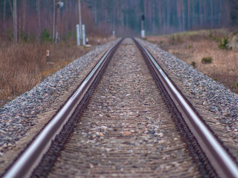 Railway Straight Long Line in Spring Stock Photo - Image of face ...