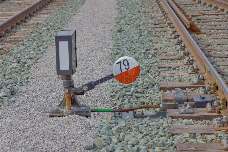 Railway switch close up stock photo. Image of exchange - 267592884