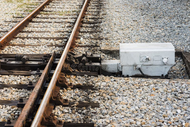 Railway switch detail stock image. Image of stone, railroad - 43017775