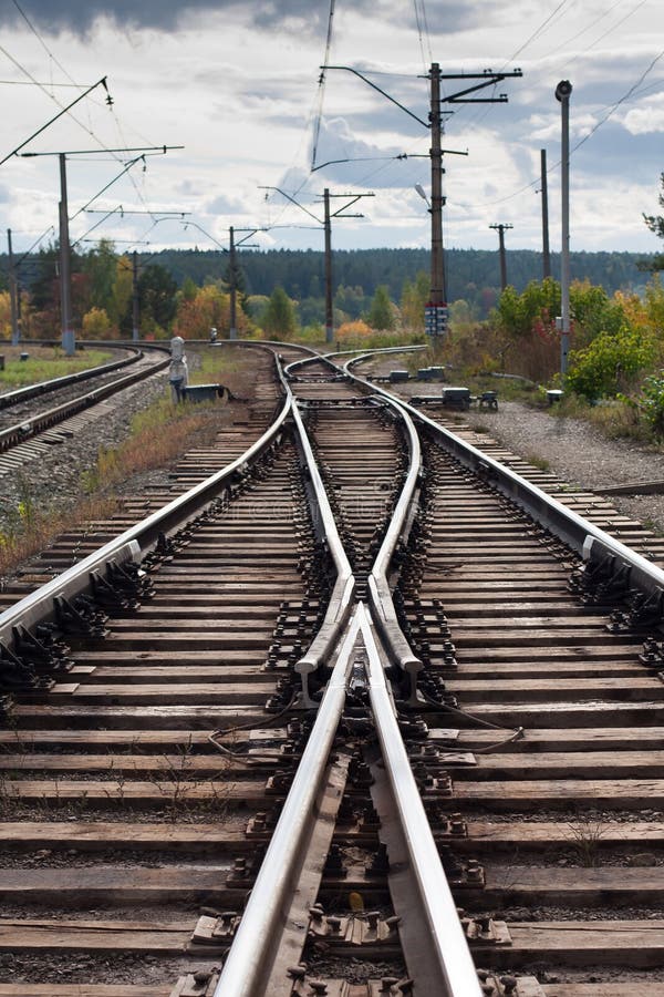 Railway Switch at the Fork in the Tracks Stock Photo - Image of ...