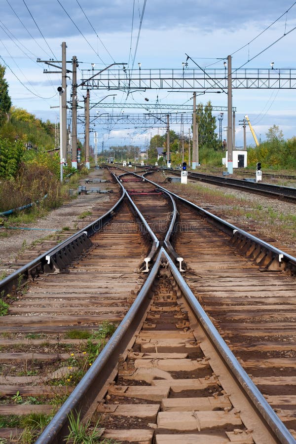 Railway Switch in Front of the Station Stock Photo - Image of lines ...