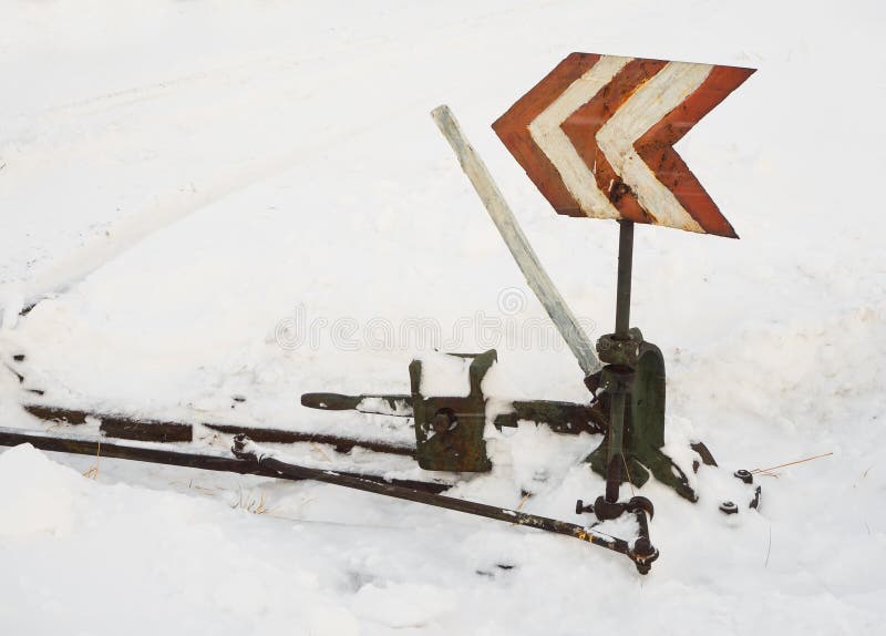 Railway Switch Path. Old Vintage Railway Switching Tracks Under a Thick ...