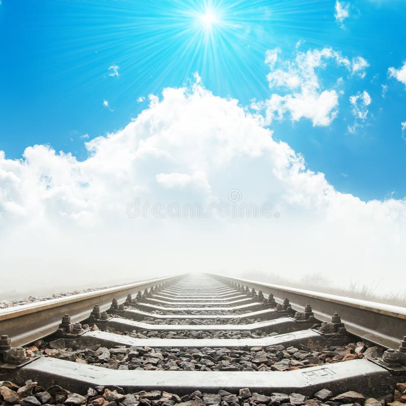 Railway To Heaven in Clouds and Sun Stock Image - Image of nature ...