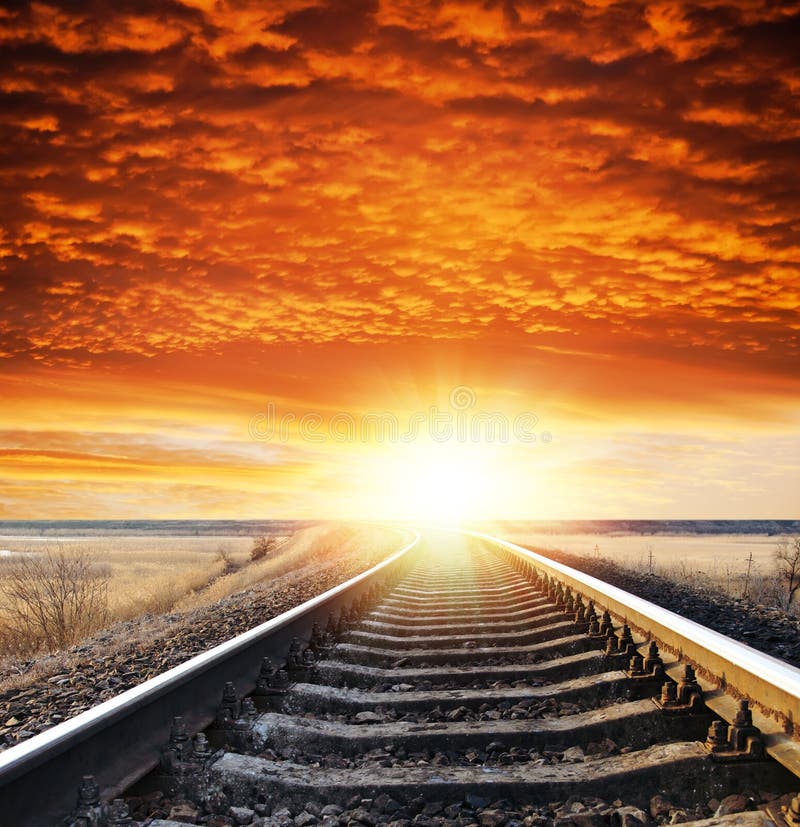 Railway to sunset stock photo. Image of abstract, railroad - 19592456