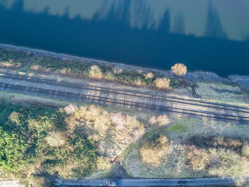 Railway track from above stock image. Image of straight - 86445663