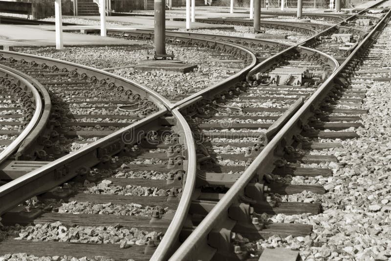 Railway Track with Switch and Interchange and High Rise Building in ...