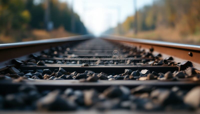 Railway Track Close-up, Depth Angle Perspective Stock Illustration ...