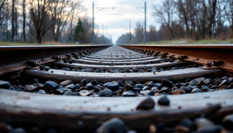 Railway Track Close-up, Depth Angle Perspective Stock Illustration ...