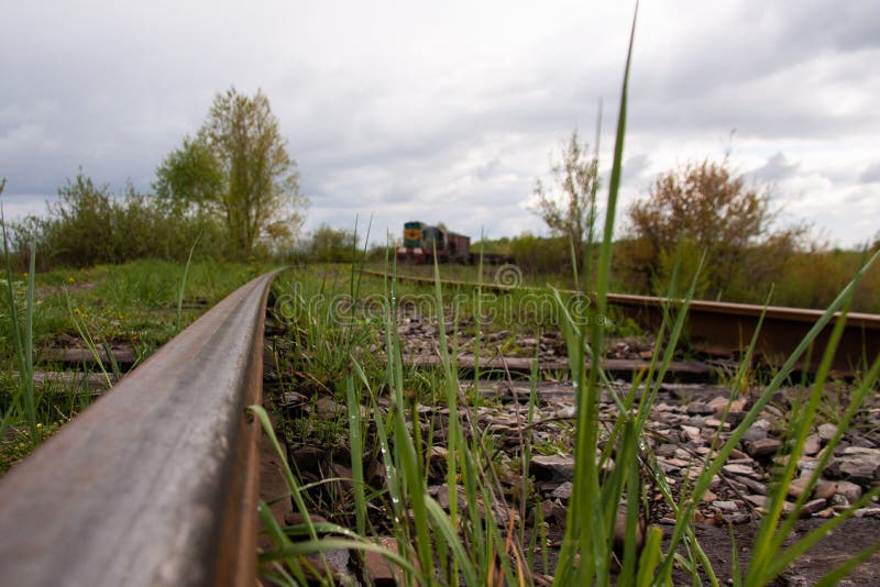 Railway Track Close-up and the Train is Going Stock Photo - Image of ...