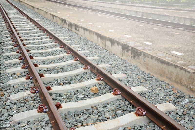 Railway Track with Concrete Platform. Stock Photo - Image of journey ...