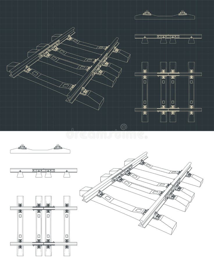 Railway track drawings stock vector. Illustration of engineering ...