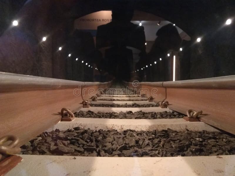 Railway track with lights stock photo. Image of train - 168630250