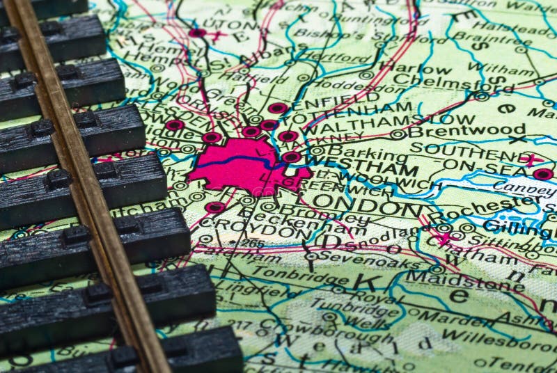 Railway Track and London Map Stock Photo - Image of capital ...