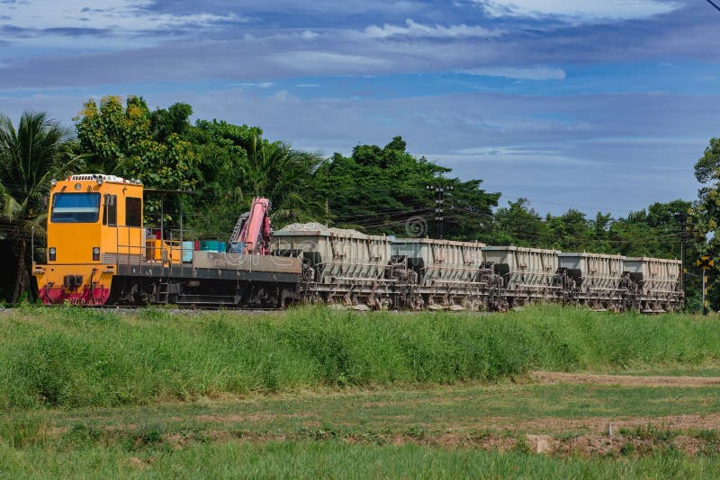 Railway Track Maintenance Machine with Hopper-freight. Stock Photo ...