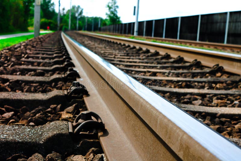 Railway Track through Meadows ! Stock Photo - Image of meadows ...