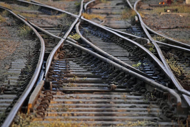 The Railway Track Merging, Set of Points on Railway Train Track Stock ...