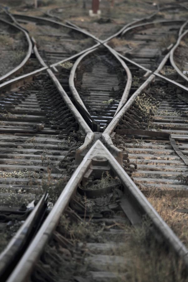 The Railway Track Merging, Set of Points on Railway Train Track Stock ...