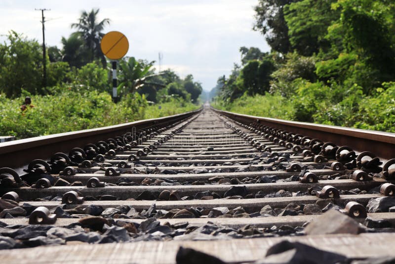 Railway Track in the Morning Stock Image - Image of heavy, railroad ...