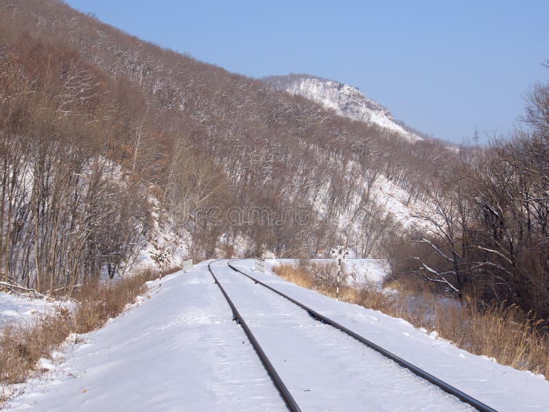 Railway Track at a Mountain Slope Stock Photo - Image of wood, mountain ...